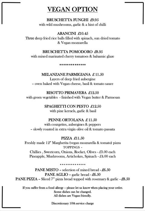 Menus - Stefano's